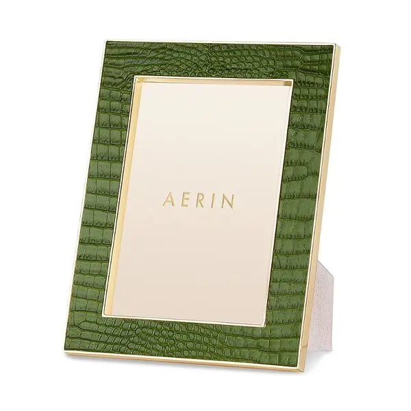 Aerin Classic Croc Leather Frame, 5 X 7 - Verde