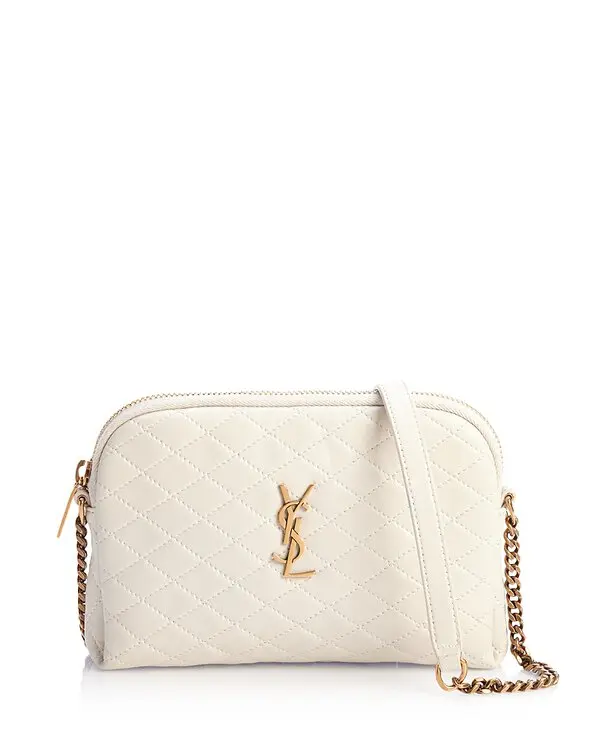 Saint Laurent Gaby Zipped Shoulder Bag - Crema Soft Quilted Lambskin/bronze