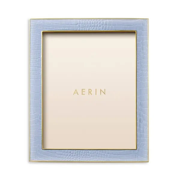 Aerin Classic Croc Leather Frame, 8 X 10 - Hydrangea Blue