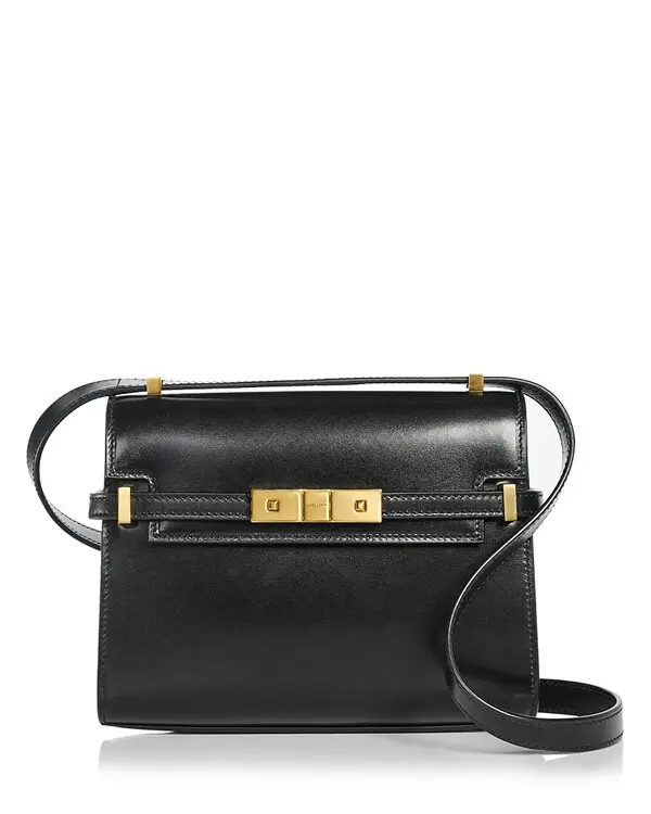 Saint Laurent Manhattan Leather Shoulder Bag - Black Leather/gold