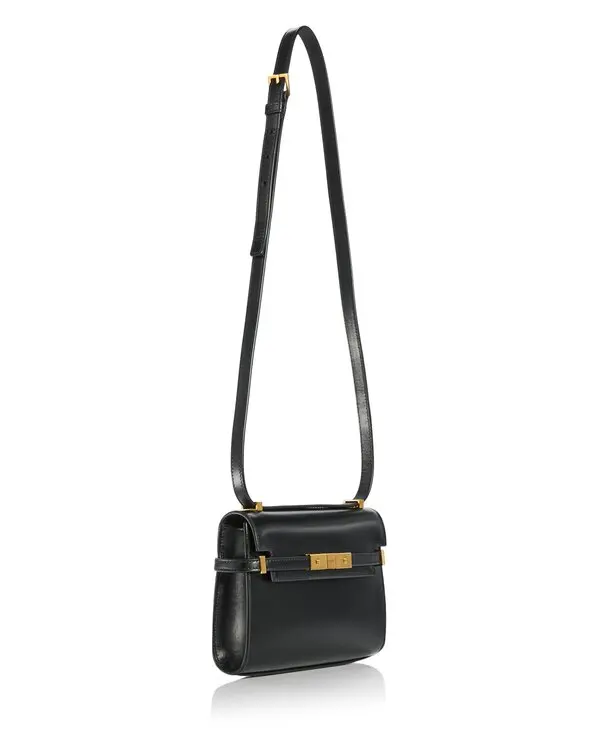 Saint Laurent Manhattan Leather Shoulder Bag - Black Leather/gold