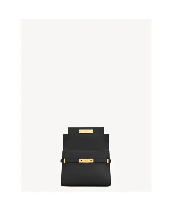 Saint Laurent Manhattan Leather Shoulder Bag - Black Leather/gold