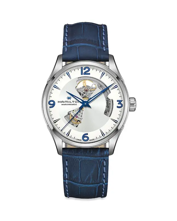 Hamilton Jazzmaster Open Heart Watch, 42mm - White/blue
