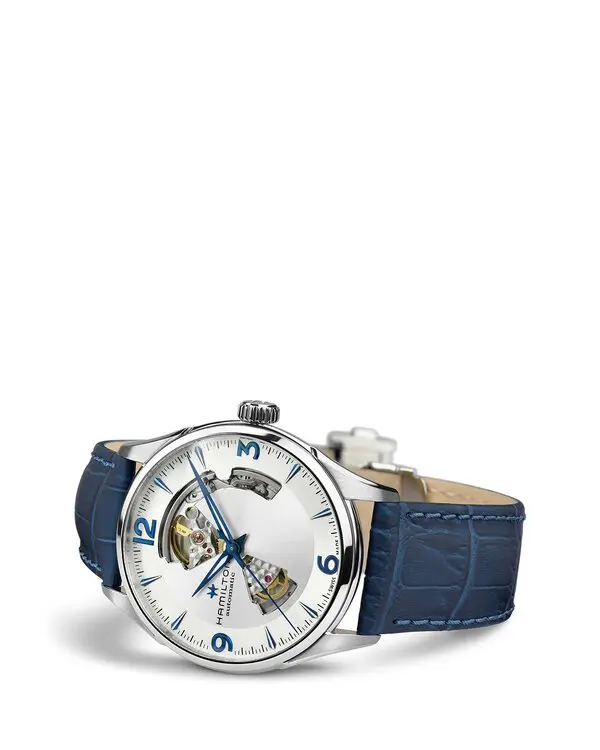Hamilton Jazzmaster Open Heart Watch, 42mm - White/blue