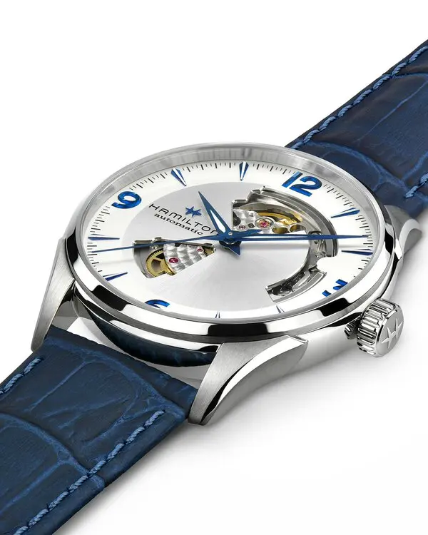 Hamilton Jazzmaster Open Heart Watch, 42mm - White/blue