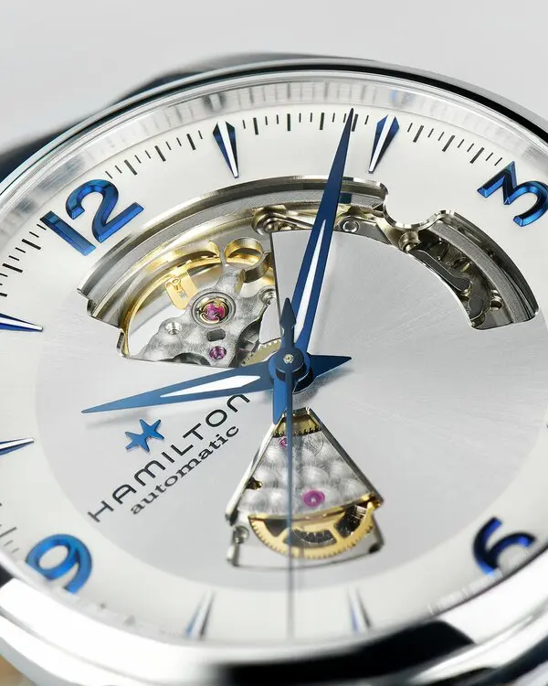 Hamilton Jazzmaster Open Heart Watch, 42mm - White/blue