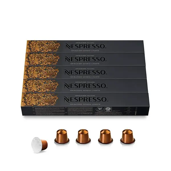 NESPRESSO Originalline Ispirazione Genova Livanto Medium Roast Espresso Coffee Capsules, 50 Count - No Color