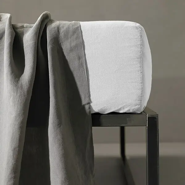 SOCIETY LIMONTA Rem Linen Fitted Sheet, King - Bianco