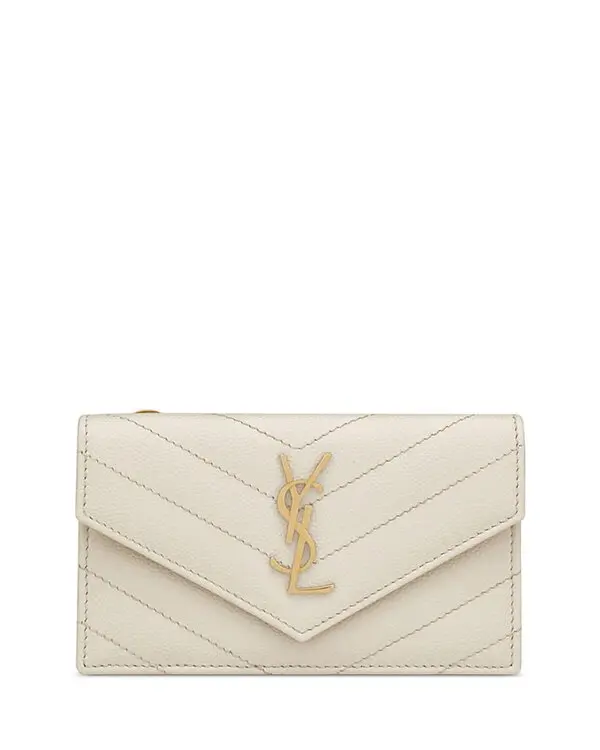 Saint Laurent Cassandre Matelasse Fragments Flap Card Case - Medium Red