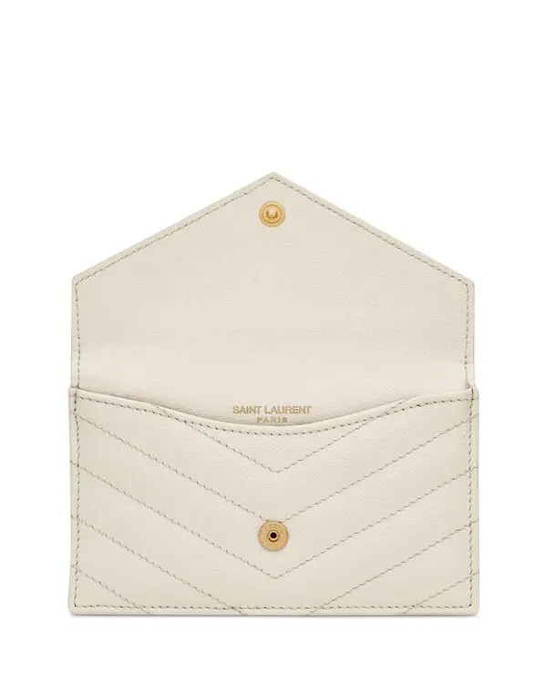 Saint Laurent Cassandre Matelasse Fragments Flap Card Case - Medium Red