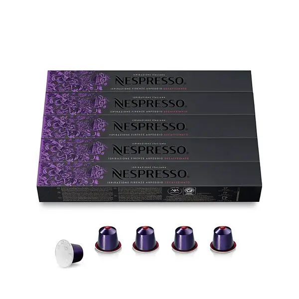 NESPRESSO Originalline Ispirazione Firenze Decaffeinato Arpeggio Dark Roast Espresso Coffee Capsules, 50 Count - No Color