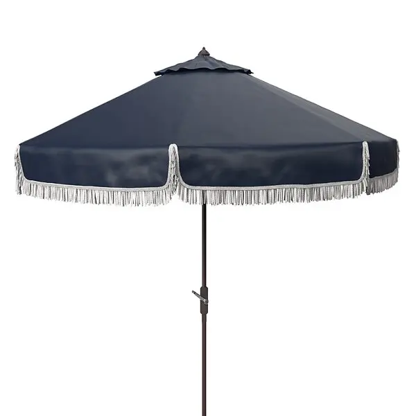 SAFAVIEH Milan 11 Ft Crank Umbrella - Navy/white