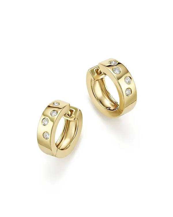 Bloomingdale'S Diamond Huggie Hoop Earrings, 0.20 Tcw - White/gold