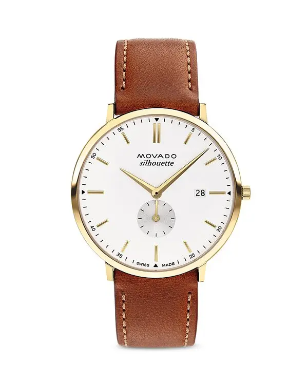 Movado Heritage Calendoplan 40mm Strap Watch - White/brown
