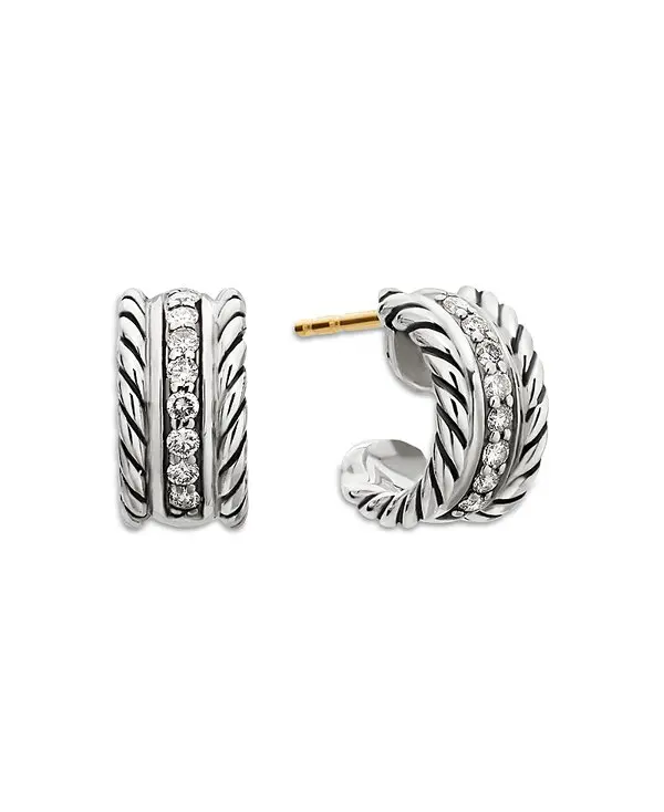 David Yurman Cable Classics Earrings With Diamonds - Silver