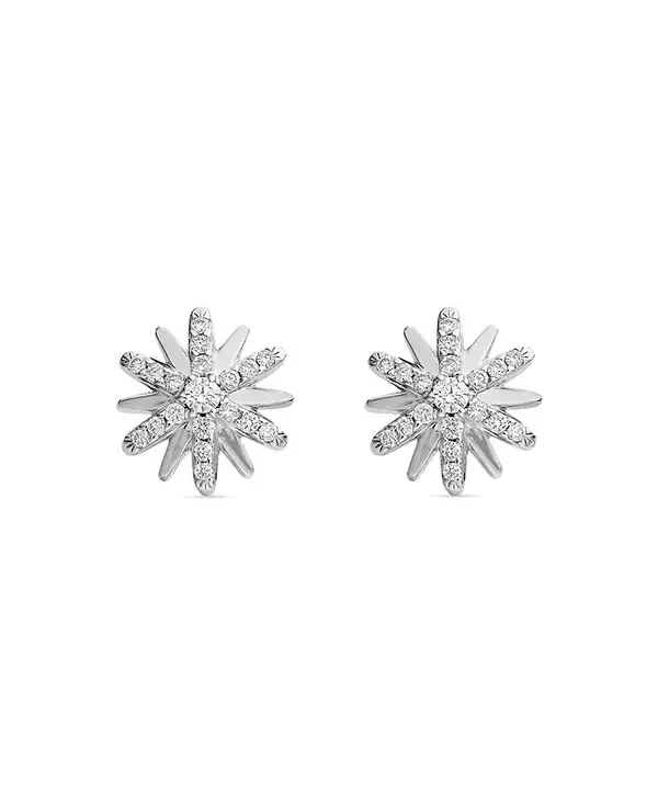 David Yurman Sterling And Diamond Stud Earrings - Silver