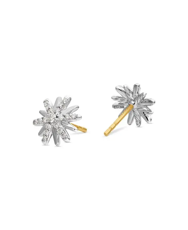 David Yurman Sterling And Diamond Stud Earrings