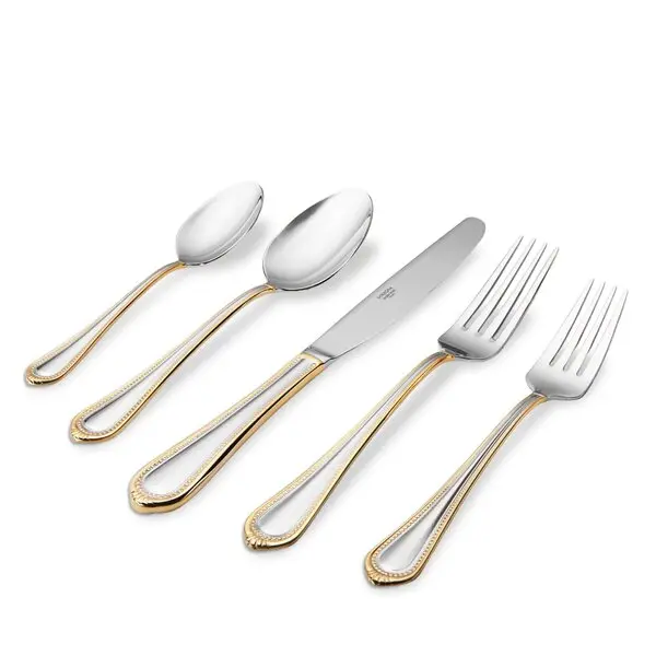 MIKASA Regent Bead Gold 65 Piece Flatware Set