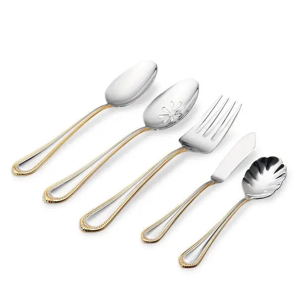 MIKASA Regent Bead Gold 65 Piece Flatware Set