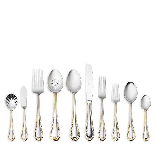 MIKASA Regent Bead Gold 65 Piece Flatware Set - Silver