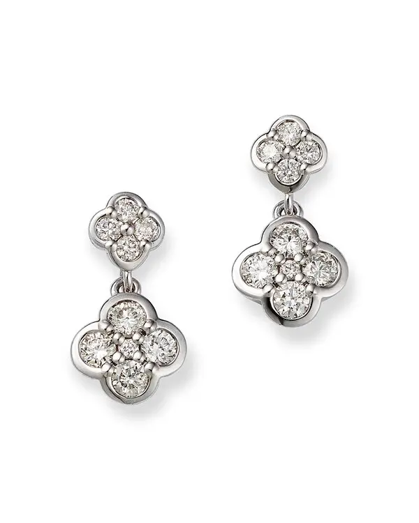 Bloomingdale'S Diamond Clover Drop Earrings - White