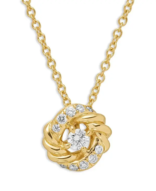 David Yurman 18k Yellow Petite Infinity Pendant Necklace With Diamonds - Gold