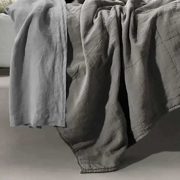 SOCIETY LIMONTA Rem Linen Quilt, King - Fumo