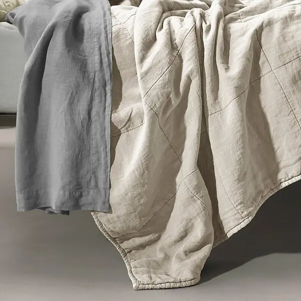 SOCIETY LIMONTA Rem Linen Quilt, King - Mastice