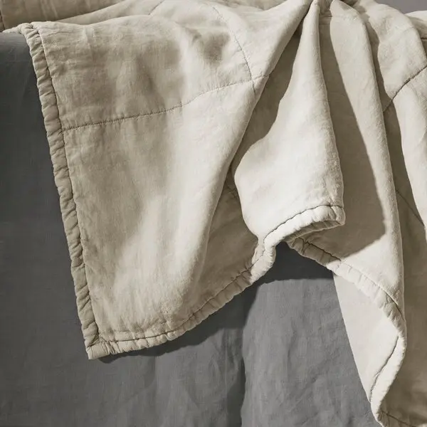 SOCIETY LIMONTA Rem Linen Quilt, King - Mastice