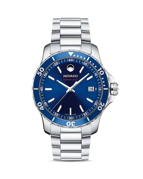 Movado Series 800 40mm Stainless Steel Watch - Blue/silver