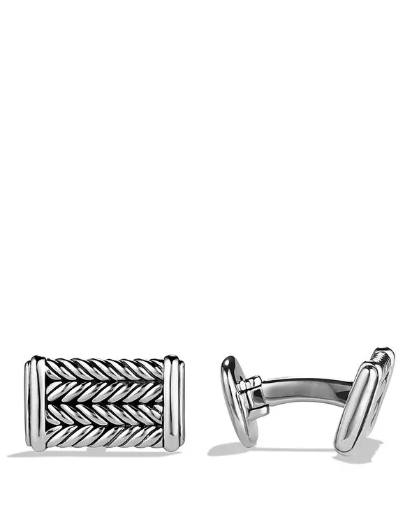 David Yurman Chevron Cufflinks In Sterling 22.8mm - Silver