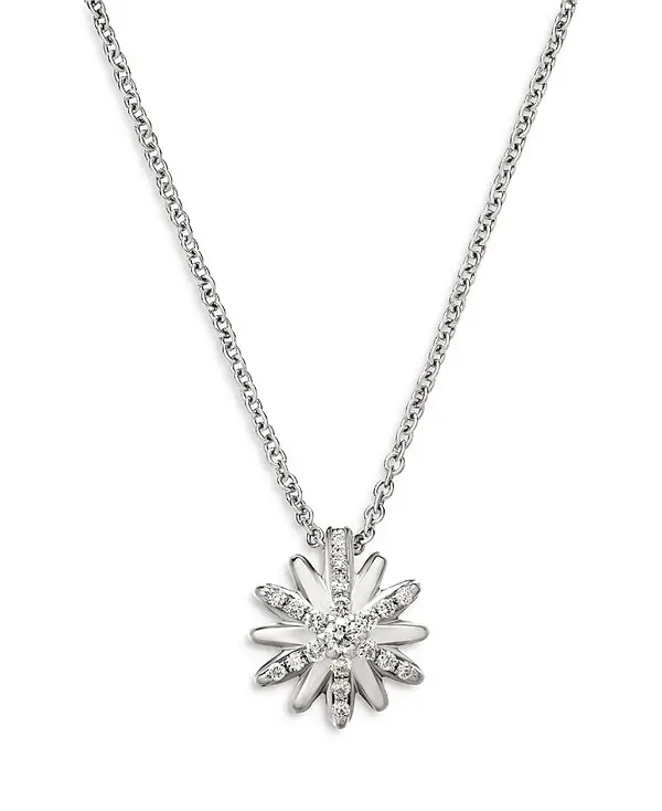 David Yurman Petite Starburst Diamond Pendant Necklace - Silver