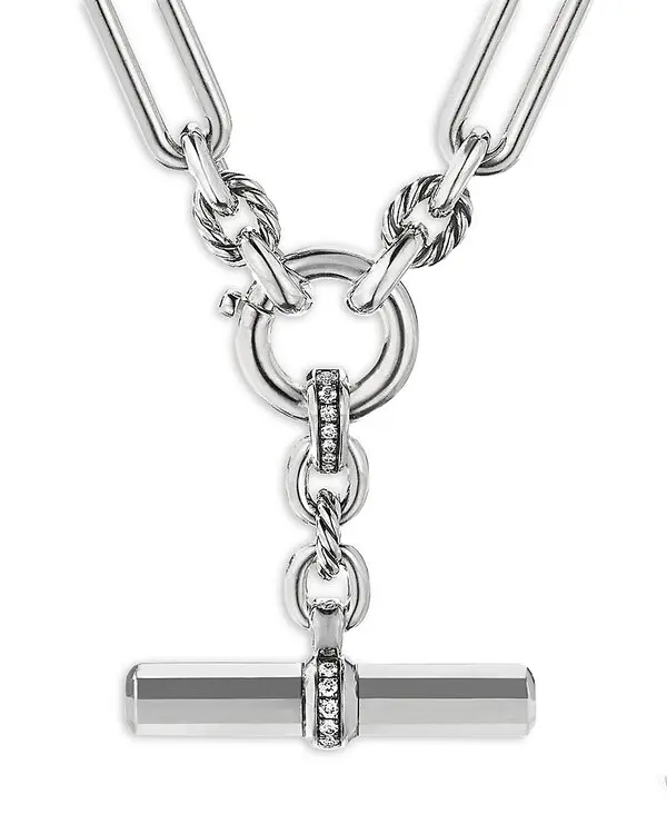 David Yurman Lexington Link Necklace With Diamonds - Silver