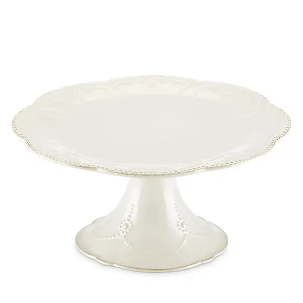 LENOX French Perle Pedestal Cake Plate - White