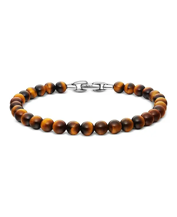 David Yurman Spiritual Beads Bracelet With Tigers Eye - Brown/silver