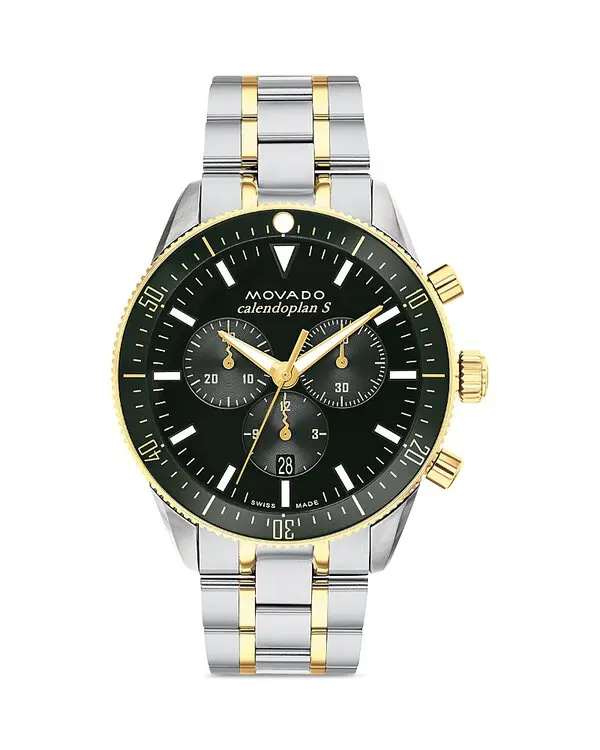 Movado Calendoplan S Two Tone Chronograph - Black/silver
