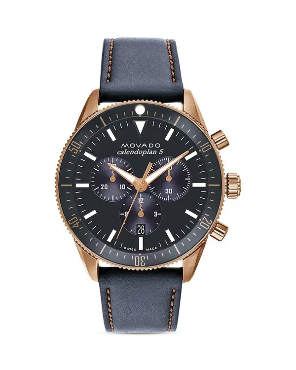 Movado Calendoplan S Chronograph, 42mm - Black/blue