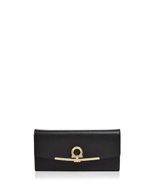 FERRAGAMO Salvatore Icona Clip Continental Wallet - Nero Black/gold