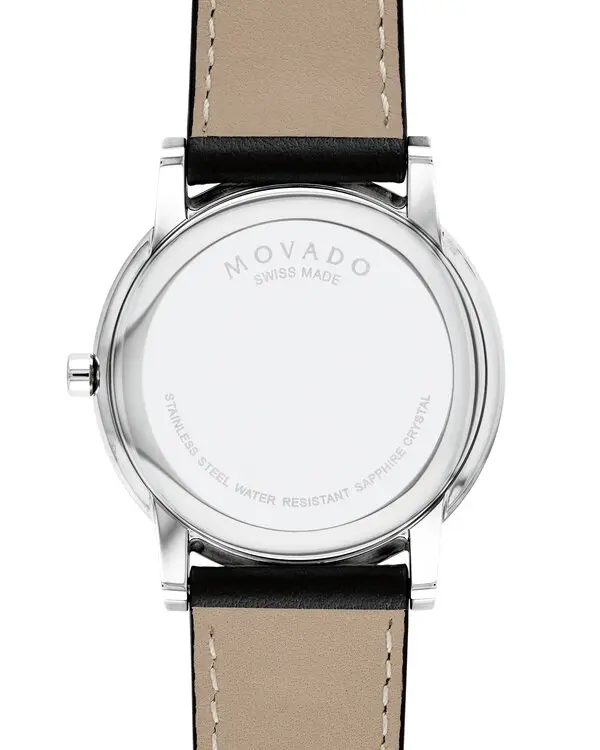 Movado Museum Classic Leather Strap Watch 40mm - Black