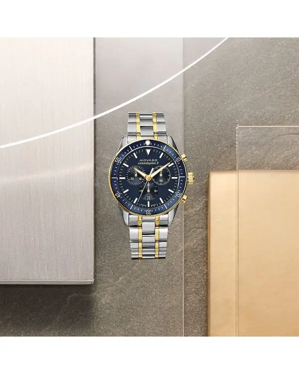 Movado Heritage Series Calendoplan Chronograph, 42mm - Blue/silver
