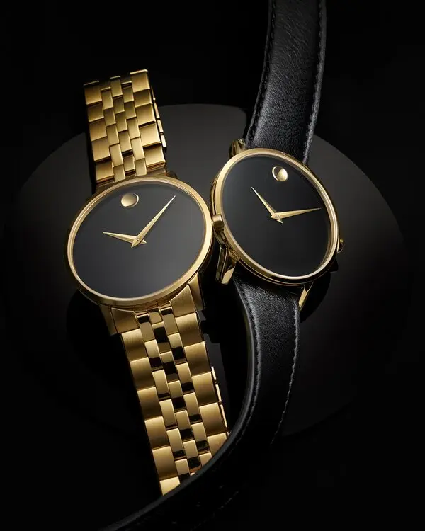 Movado Museum Classic Yellow Gold-tone Case Watch - Black