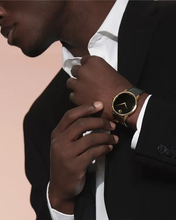 Movado Museum Classic Yellow Gold-tone Case Watch - Black
