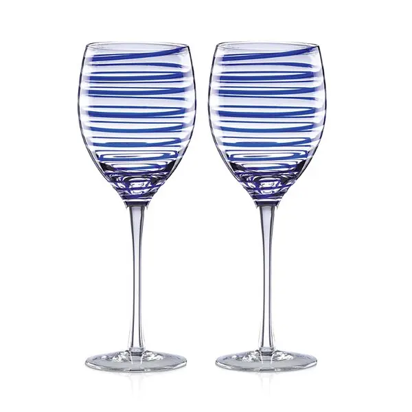 Kate Spade New York Charlotte Street Wine Glass, Set Of 2 - Blue