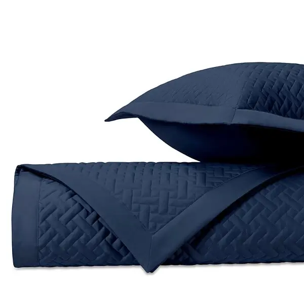 HOME TREASURES Basketweave Quilted Coverlet, Queen - Navy