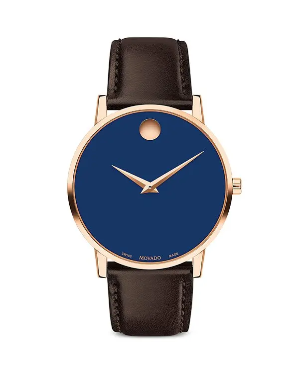Movado Museum Classic Watch, 40mm - Blue/brown