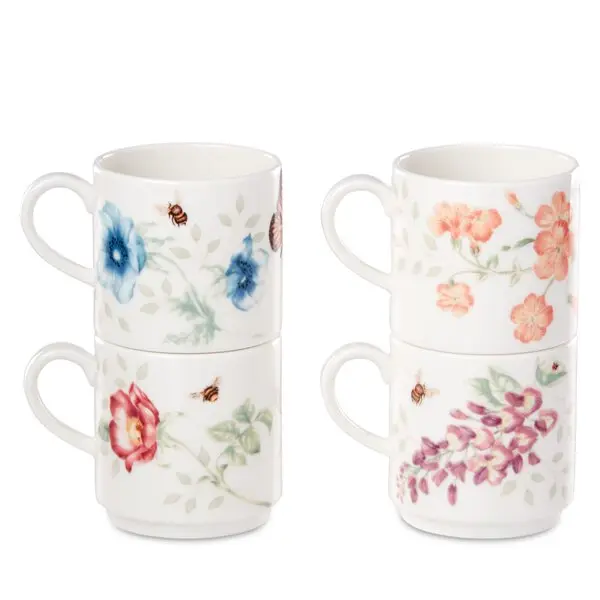 LENOX Butterfly Meadow Stacking Mugs, Set Of 4