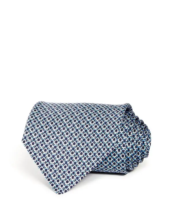FERRAGAMO Mini Linked Gancini Classic Tie - Navy/azure