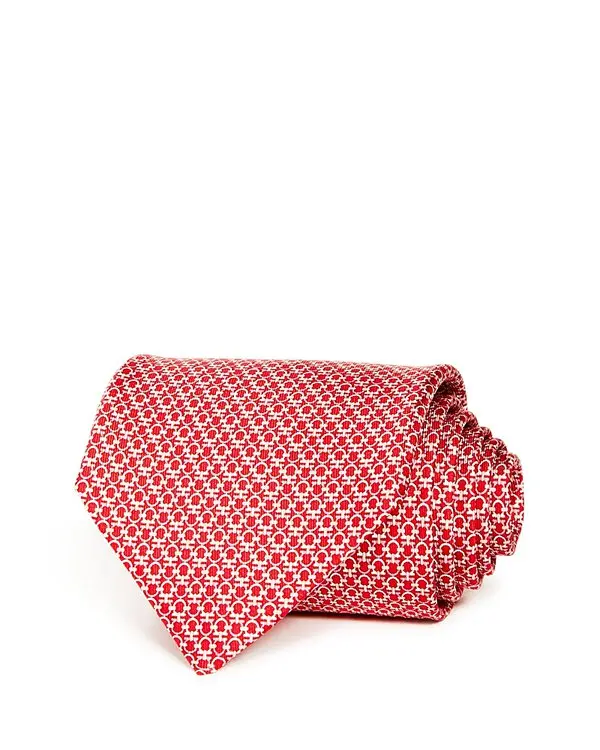 FERRAGAMO Mini Linked Gancini Classic Tie - Red/pink