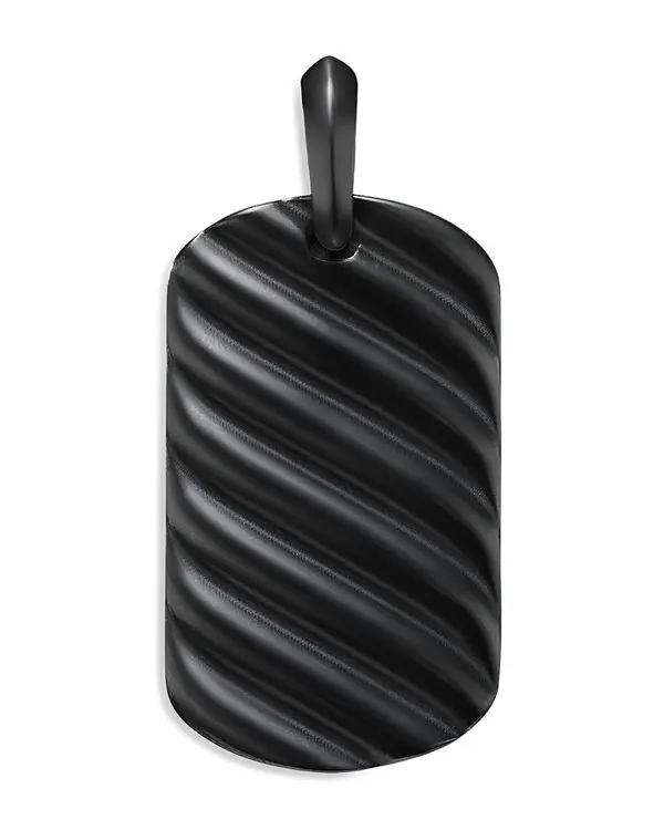 David Yurman Sculpted Cable Tag In Titanium, 35mm - Black