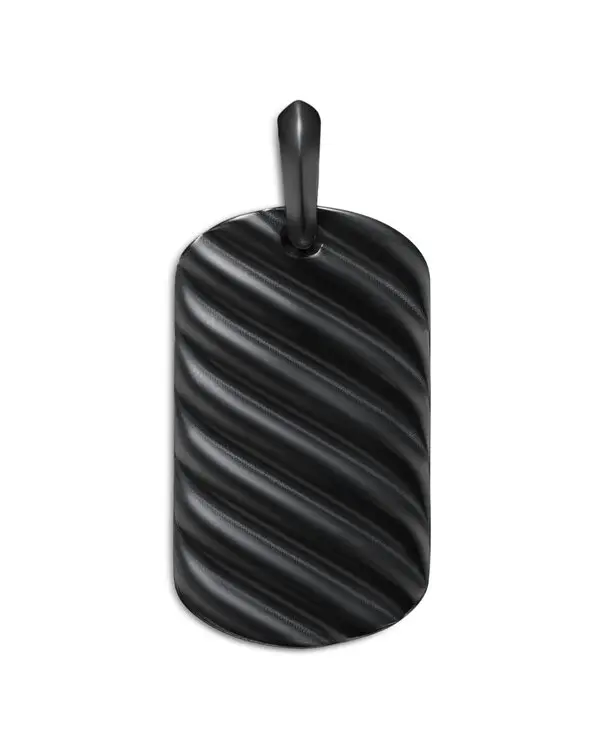 David Yurman Sculpted Cable Tag In Titanium, 35mm - Black